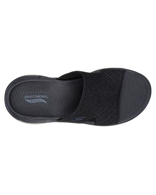 Skechers Go Walk Arch Fit Allure Wedge Sandal in Blue | Lyst