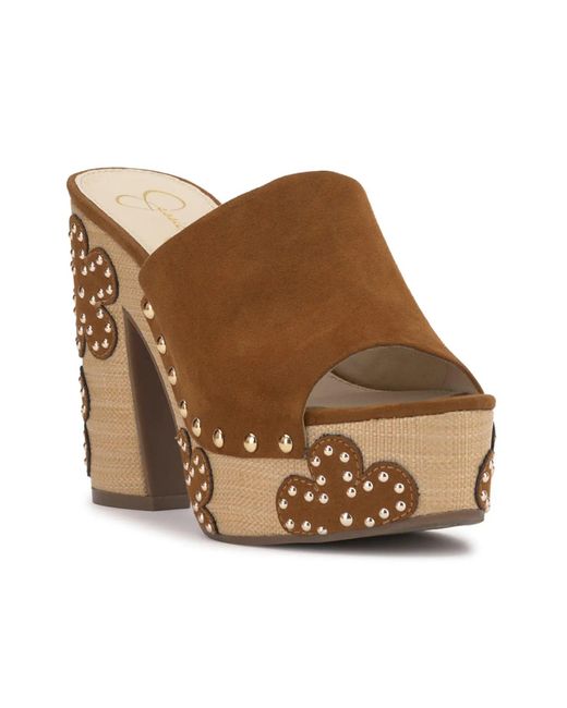 Jessica Simpson Shelbie Platform Mule in Brown | Lyst