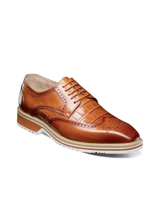 Stacy Adams Beaumont Wingtip Oxford in Brown for Men | Lyst