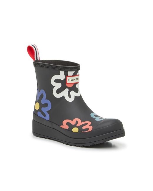 HUNTER Original Play Short Flower Waterproof Rain Boot in Black | Lyst