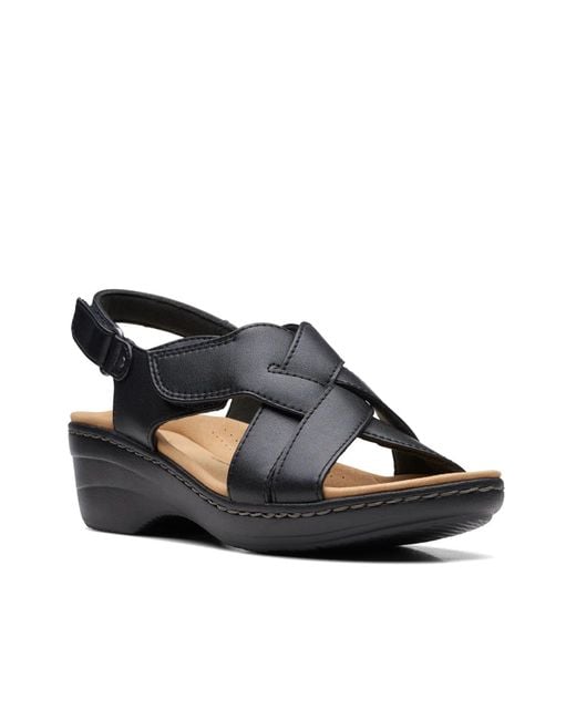 Clarks Wide Width Merliah Gladiator Sandal in Black | Lyst