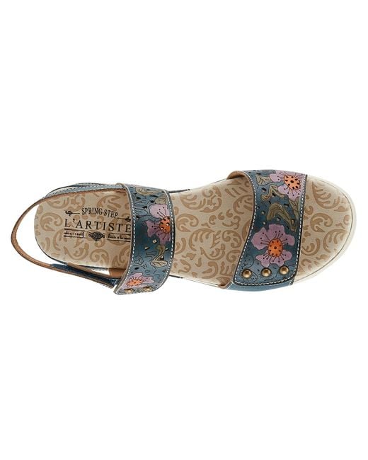 Spring Step Caitlina Wedge Sandal in Blue | Lyst