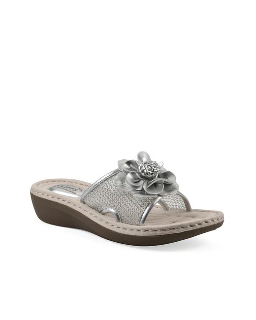 White Mountain Chill Wedge Sandal in Gray | Lyst