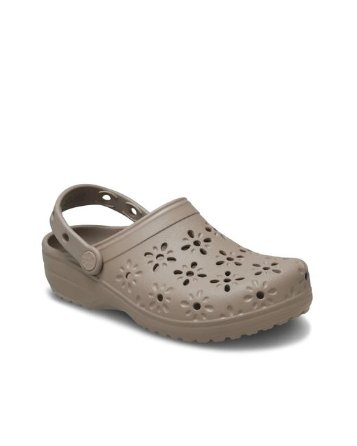 Crocs™ Floral Cut Out Clog in Metallic | Lyst