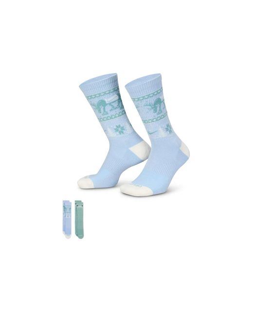 Nike Winter Wonderland Crew Socks 2 Pack in Blue | Lyst