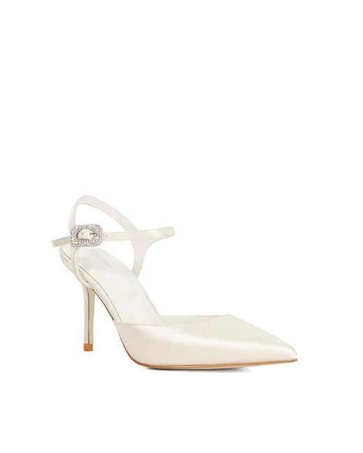 Dune Celebrant Satin Embellished Buckle Wedding Shoes in White | Lyst UK