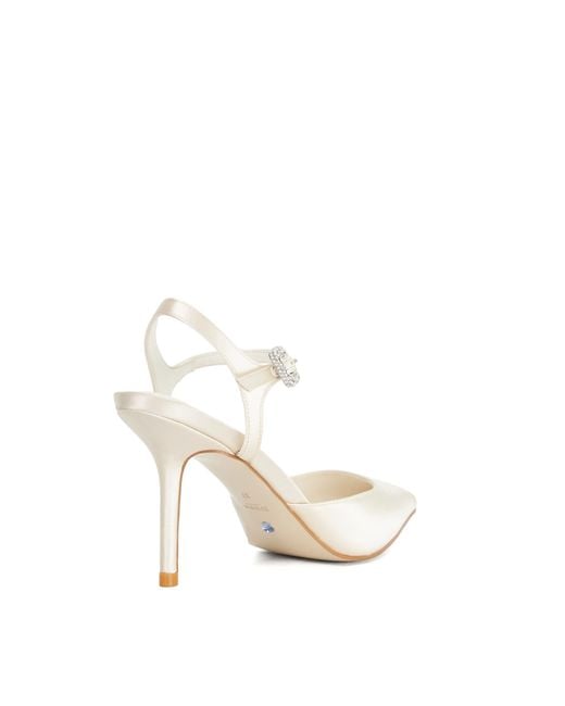 Dune Celebrant Satin Embellished Buckle Wedding Shoes in White | Lyst UK