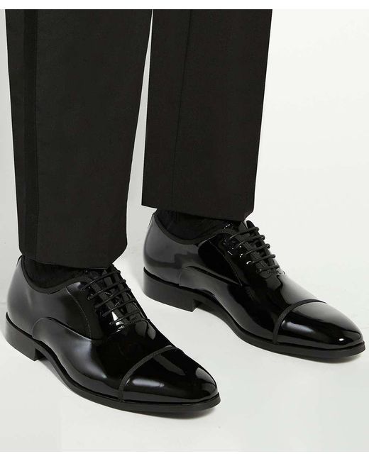 Dune Shuffle Wf Wide Fit Patent Oxford Toe Cap Shoes in Black for Men ...