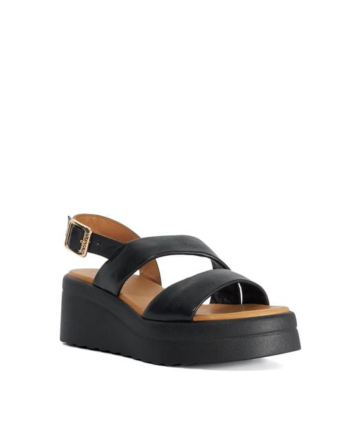 Dune Karing Leather Wedge Sandals in Blue | Lyst UK