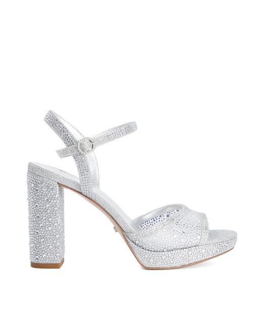 Dune Mesmerizing Embellished Platform Sandals in White | Lyst UK