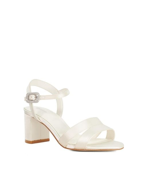 Dune Marital Mid Height Block Wedding Heels in White | Lyst UK