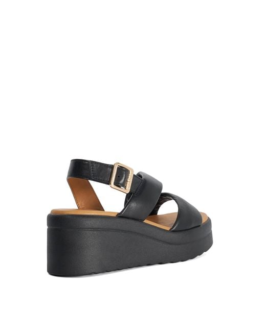 Dune Karing Leather Wedge Sandals in Blue | Lyst UK