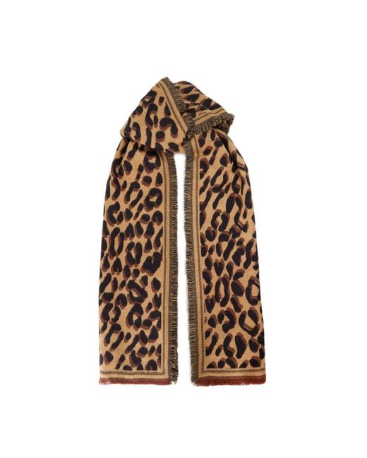 Dune Leopards Fringed Leopard Print Scarf in Brown | Lyst UK