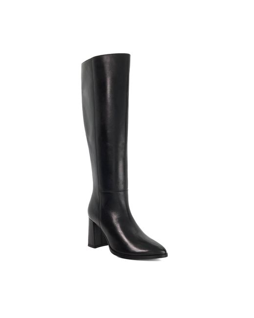 Dune Salla Block Heel Leather Knee High Boots in Black | Lyst UK