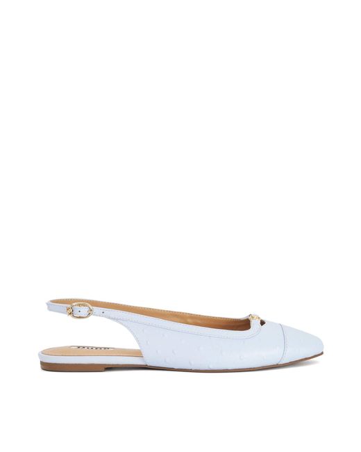 Dune Hanna Suede Sling Back Logo Flats in White | Lyst UK
