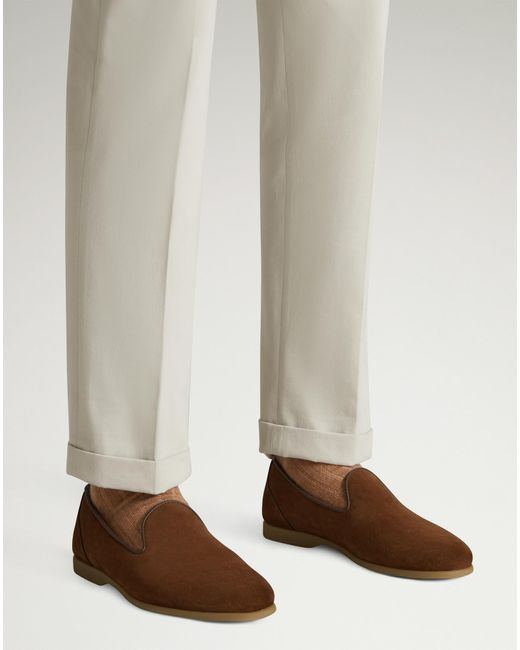 dunhill Luxury Aldford Suede Slippers in Brown for Men | Lyst