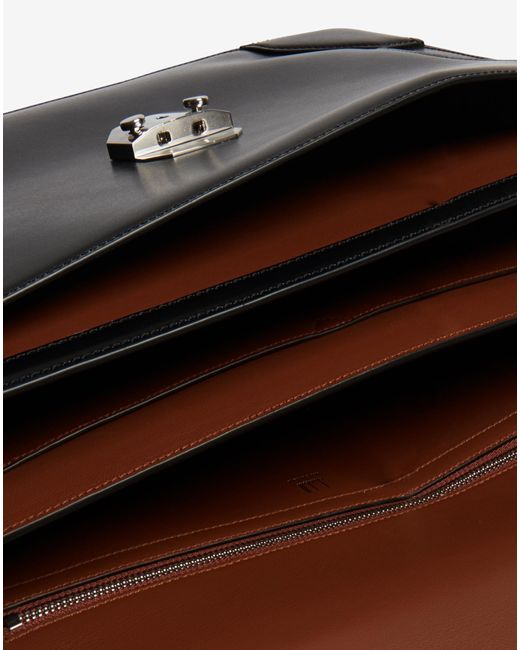 dunhill Luxury Leather Eltham Lock Double Flap Document Case in Black ...