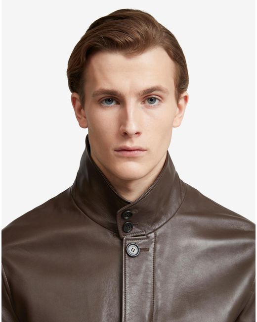 dunhill Luxury Leather Harrington Jacket in Brown for Men | Lyst
