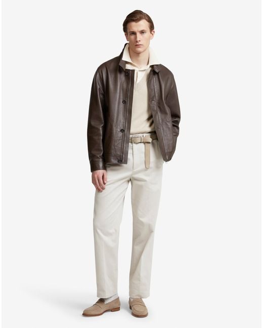 dunhill Luxury Leather Harrington Jacket in Brown for Men | Lyst