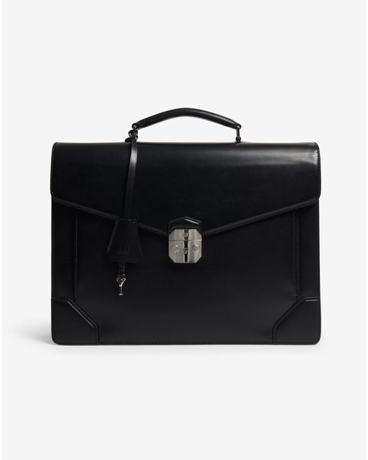 dunhill Luxury Leather Eltham Lock Double Flap Document Case in Black ...