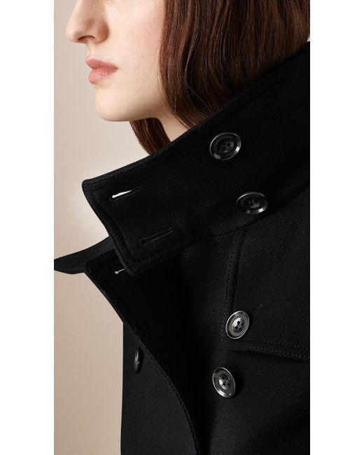 Burberry Short Double Wool Twill Trench Coat in Black Lyst UK