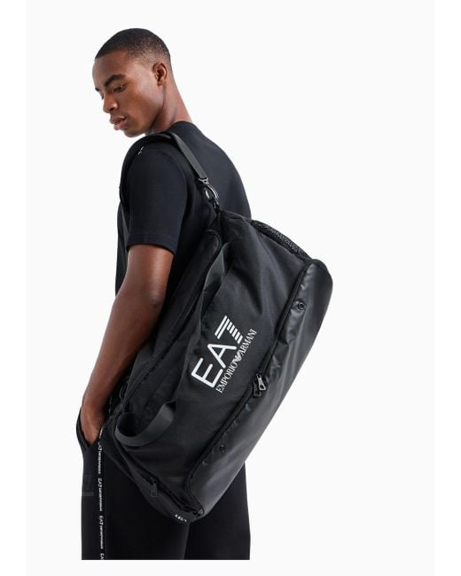 EA7 Technical-fabric Medium Duffel Bag With Oversized Logo in Black | Lyst