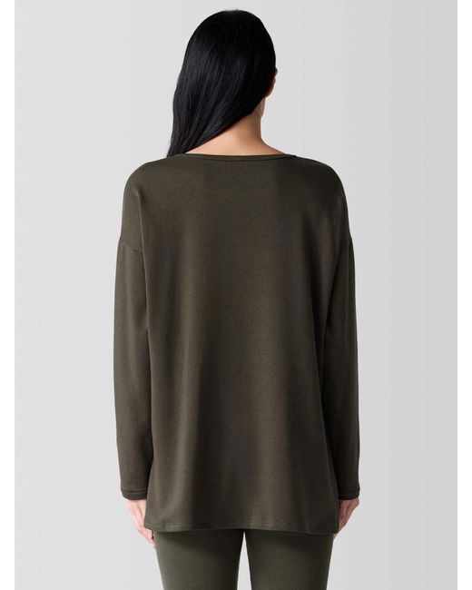 Eileen Fisher Cozy Brushed Terry Hug Long Box-top in Black | Lyst