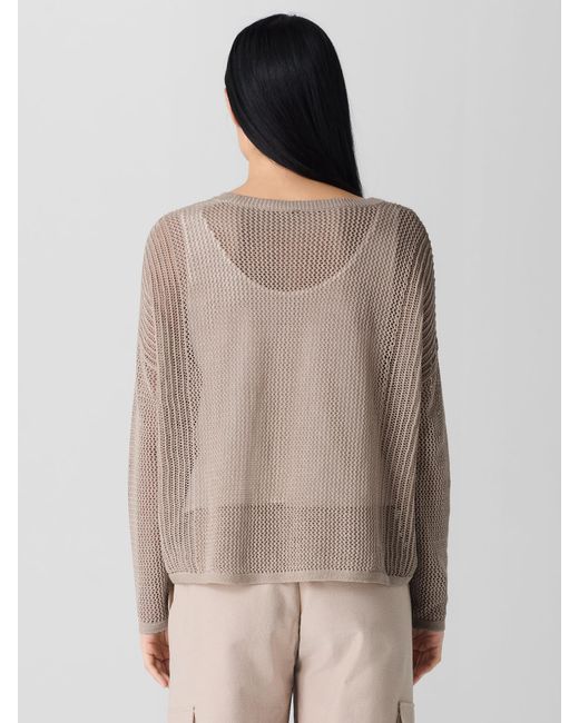 Eileen Fisher Organic Linen Cotton Cord Crew Neck Top in Natural | Lyst