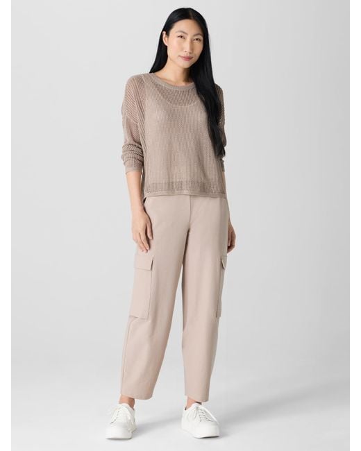 Eileen Fisher Organic Linen Cotton Cord Crew Neck Top in Natural | Lyst