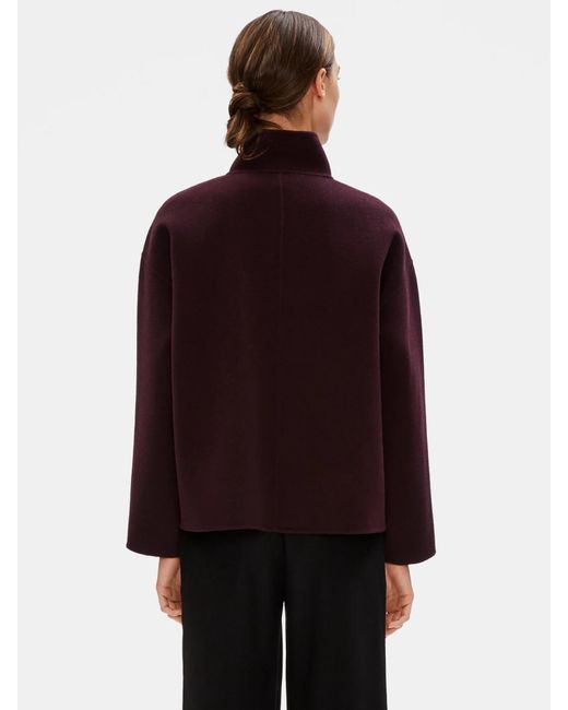 Eileen Fisher Brushed Wool Doubleface Boxy Coat in Red | Lyst