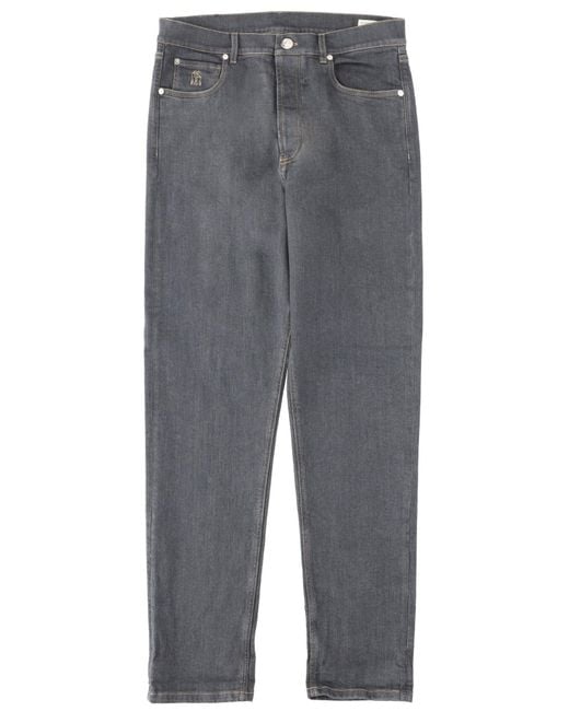 Brunello Cucinelli Mid Rise Jeans in Grey for Men | Lyst UK