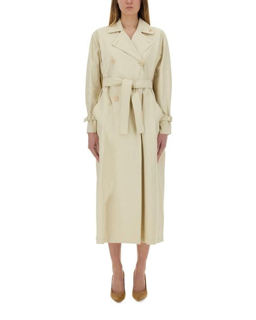 Max Mara Double-Breasted Trench Coat "Ronco" in Natural | Lyst