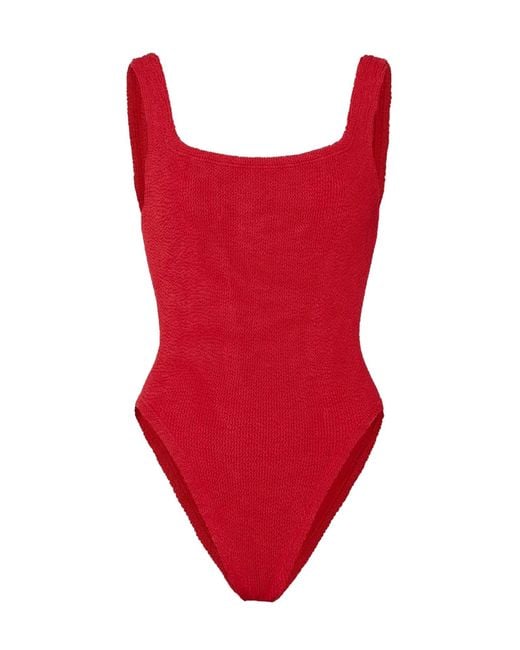 Hunza G "Square Neck Swim" One Piece Swimsuit in Red | Lyst