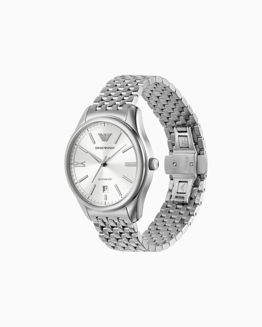 Emporio Armani Automatic Three-Hand Date Stainless Steel Watch in White ...
