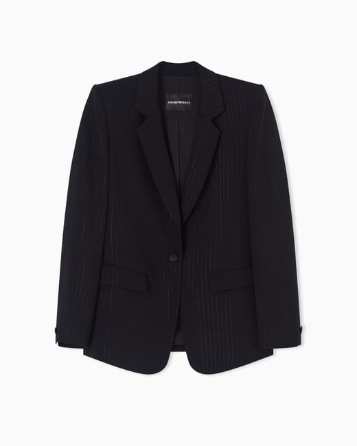 Emporio Armani Single-Breasted Jacket With A Lurex Pinstriped Motif in ...