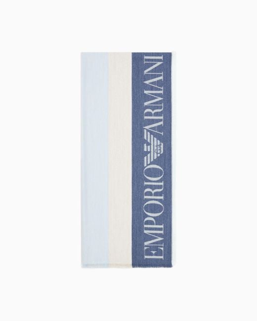 Emporio Armani Striped Stole in Blue | Lyst UK