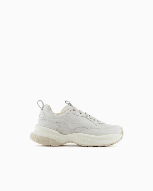 Emporio Armani Leather Sneakers With Velvet Details And A Signature ...