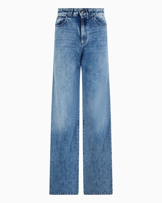 Emporio Armani J14 High-Rise Wide-Leg Vintage-Look Denim Jeans in Blue ...