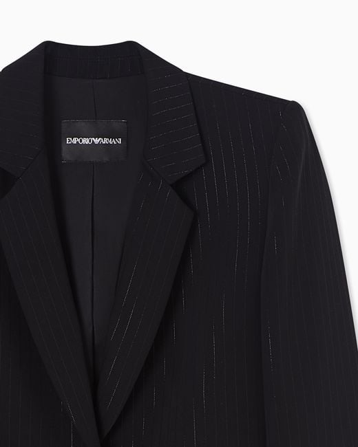 Emporio Armani Single-Breasted Jacket With A Lurex Pinstriped Motif in ...
