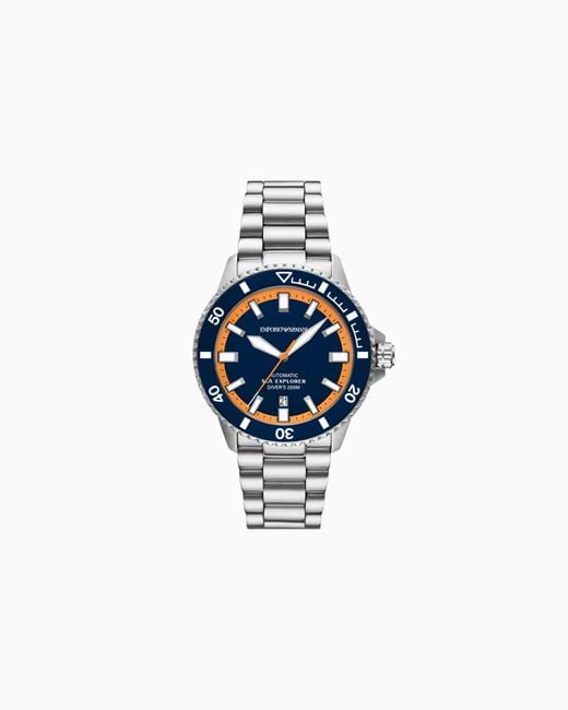 Emporio Armani Sea Explorer Automatic Stainless Steel Watch in Blue for ...