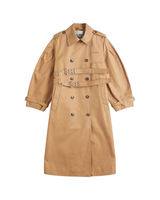 Ganni Bonded Trench Coat in Natural | Lyst