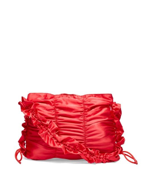 Damson Madder Ruched Satin Bag in Red | Lyst