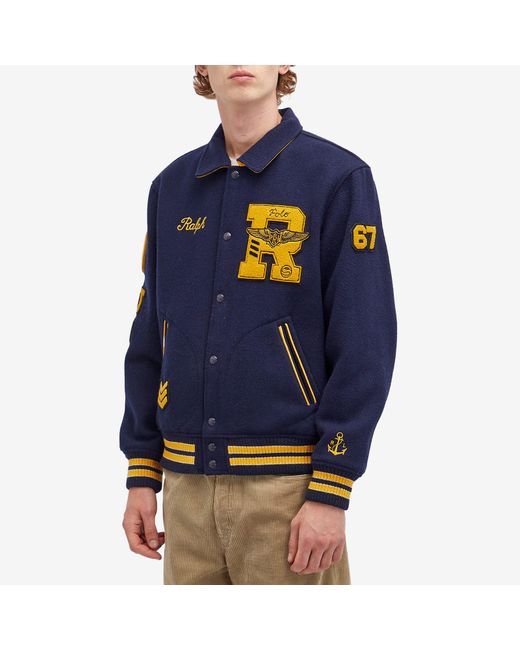 Polo Ralph Lauren Reversible Varsity Jacket in Blue for Men | Lyst