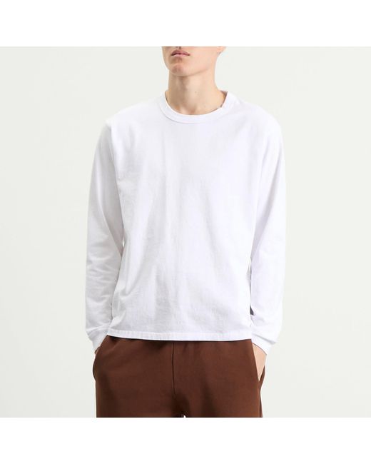 Les Tien Heavyweight Binded Classic Long Sleeve T-Shirt in White for ...