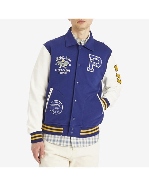 Polo Ralph Lauren Athletic Club Varsity Jacket in Blue for Men | Lyst
