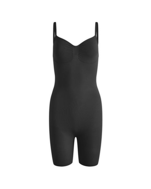 Skims Seamless Sculpt Bodysuit Mid-Thigh W/ Open Gusset in Black | Lyst