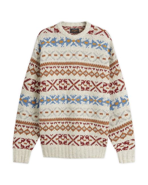 Beams Plus Fair Isle Jumper in Gray for Men | Lyst
