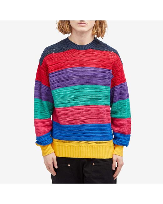Beams Plus Multi Mesh Stripe Crew Jumper for Men | Lyst