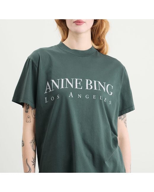 Anine Bing Ashton Los Angeles T-Shirt in Green | Lyst UK