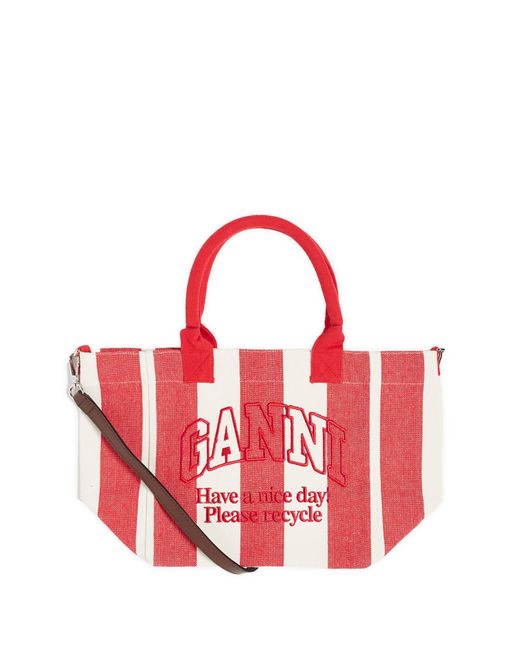 Ganni Small Easy Shopper Bag in Red | Lyst